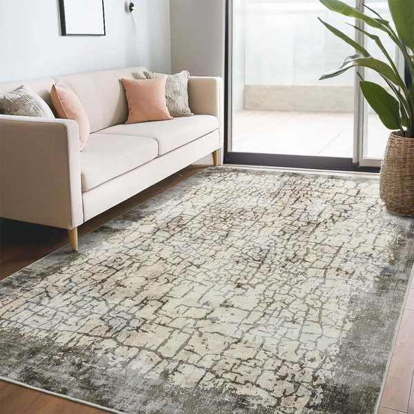 17 Stories Area Rug for Living Room Abstract Fading Design Vintage Rug Non Slip Throw Rugs ...